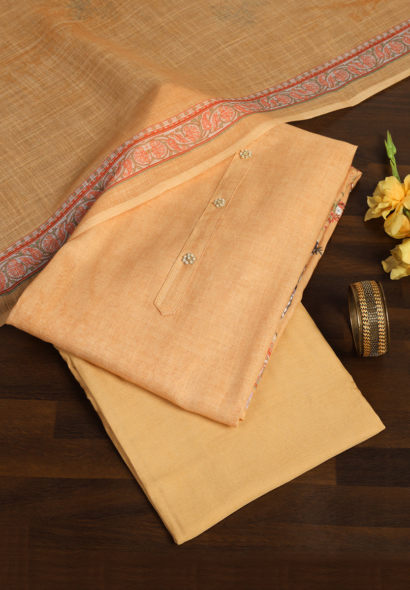 Buy Lightweight Peach Linen Cotton Suit | Bombay Selections
