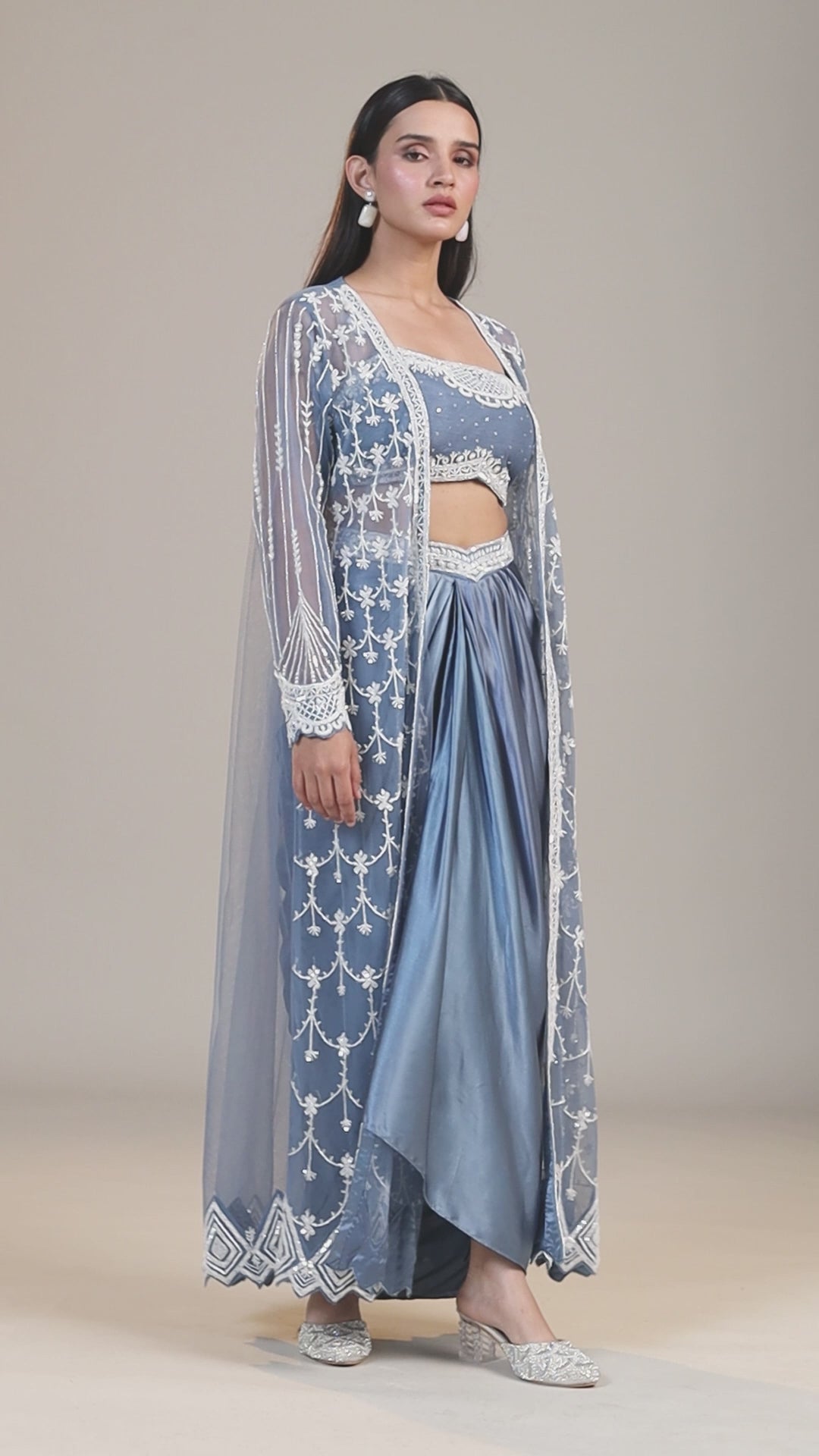 Get Grey Sharara Suit Online For Women | Bombay Selections